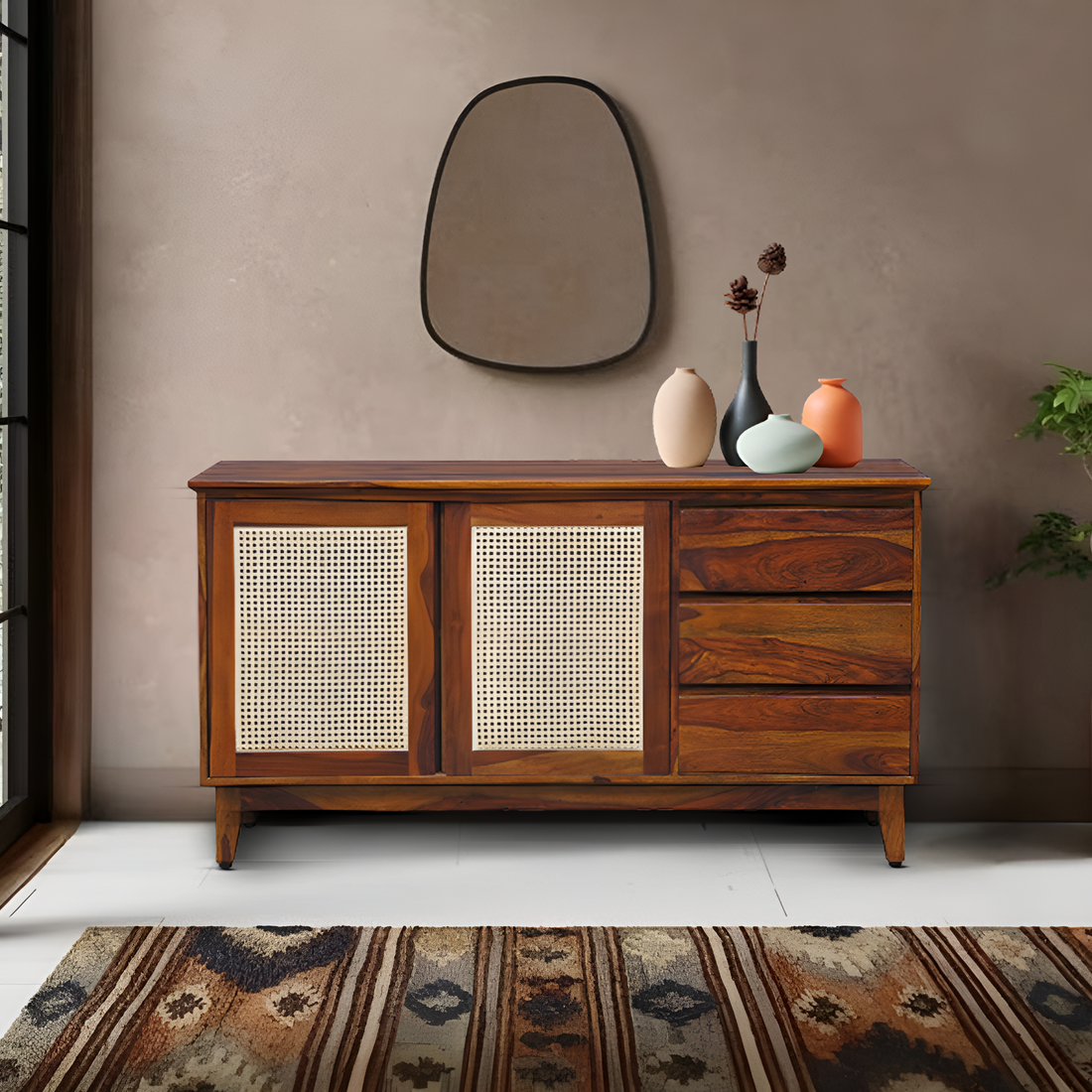 Bali Sheesham Wood Sideboard in Rosewood Finish– WOODPEEL FURNITURE AND ...